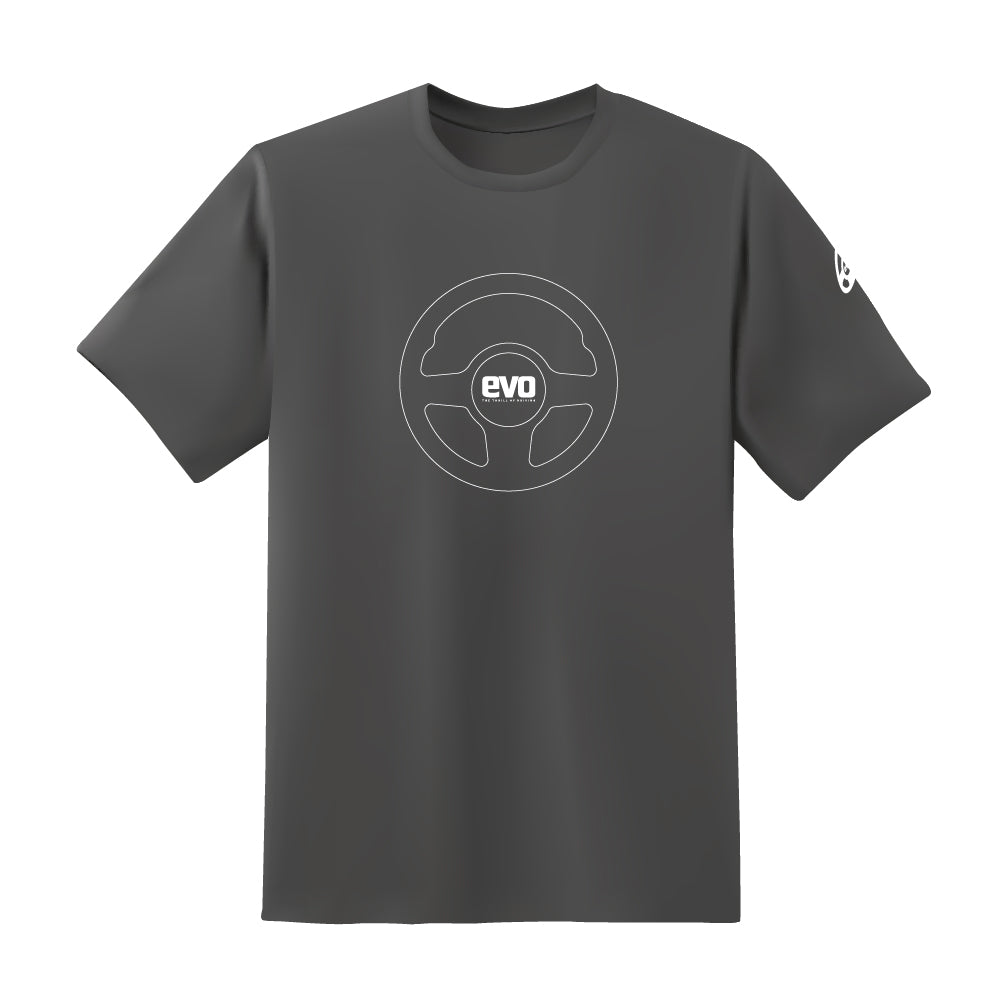 evo Premium T-Shirt - Steering Wheel & evo shop